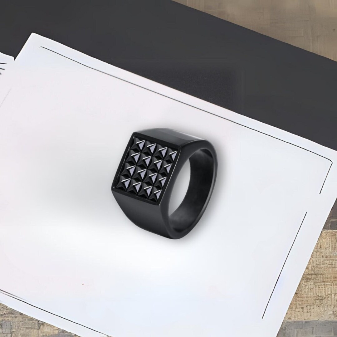 Punk Square Ring 316L Stainless Steel Size Uk P Us 8 / Uk V Us 11 ...