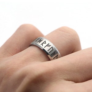 Runes Viking Ring 316L Stainless Steel Silver or Black - Etsy
