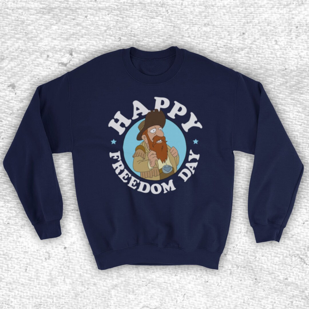 Happy Freedom Day Old Man Waterfall Funny Future Cartoon Adults ...