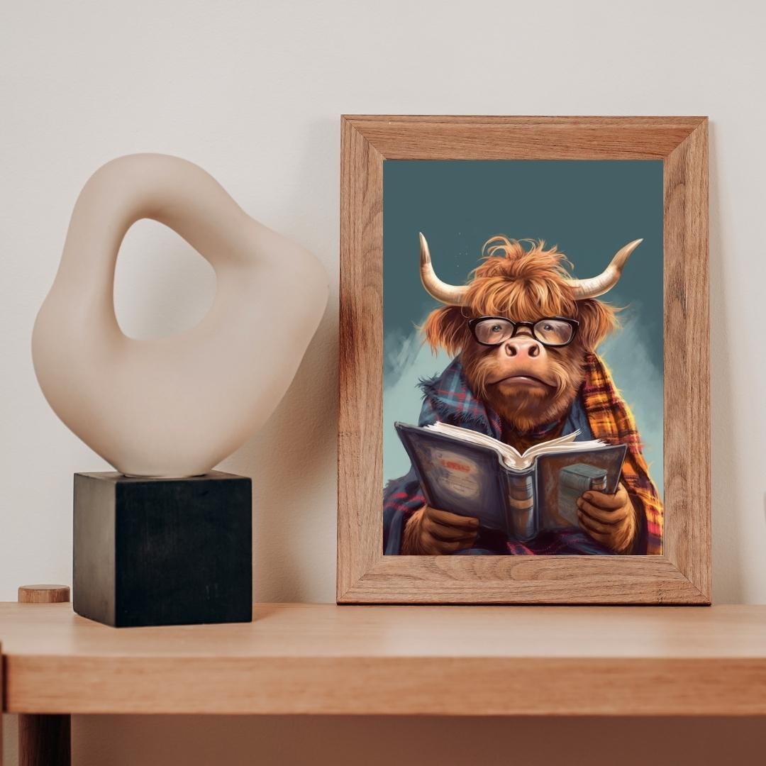 Highland Cow Cozy Reading Moment - Digital Download - Etsy Australia