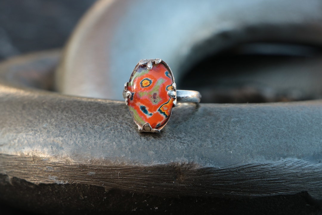 Gemstone Graffiti and Silver Ring - Reclaimed Street Art Set in a ...