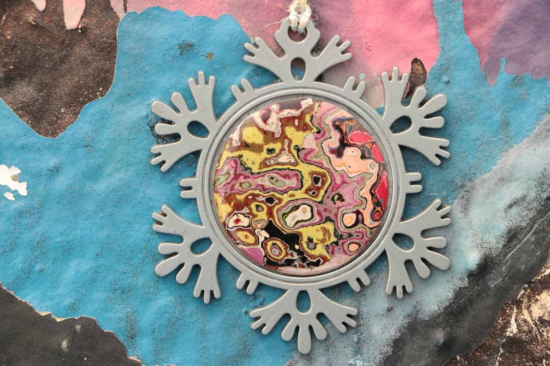 Polished Graffiti Snowflake Christmas Ornament - Silver Tone Hanging ...