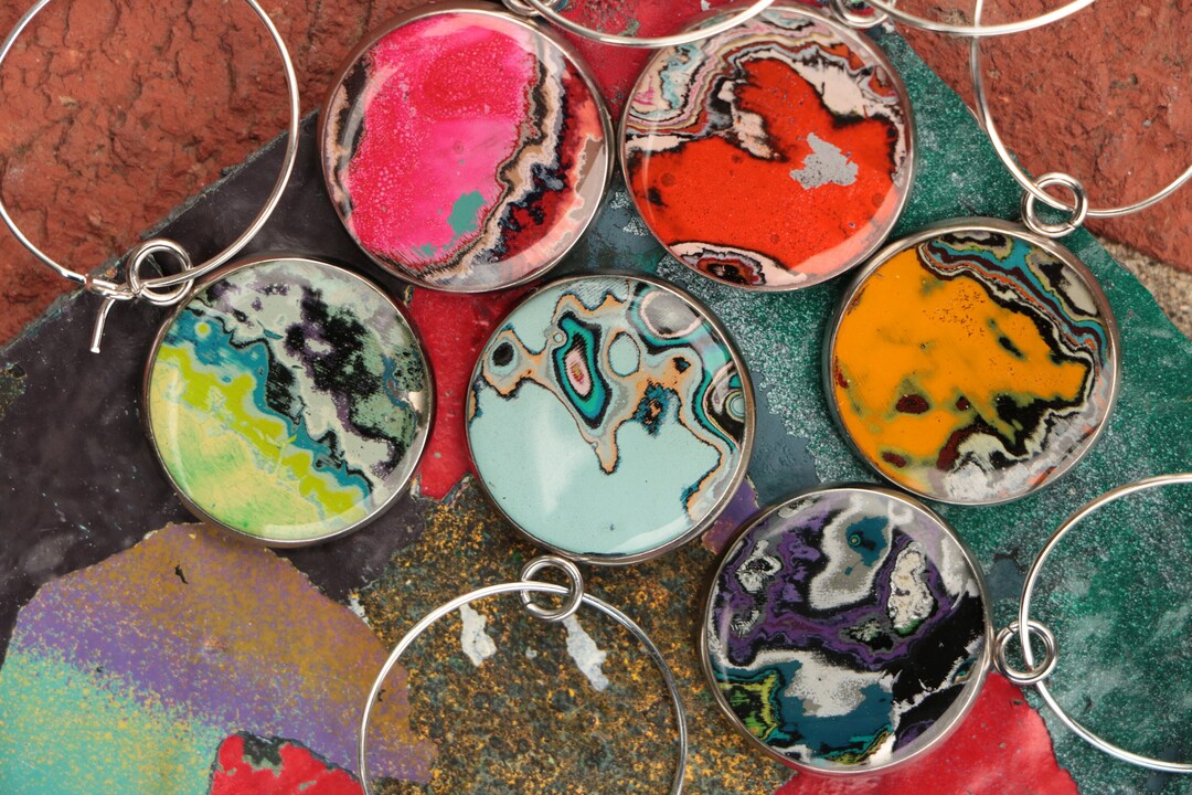 Polished Graffiti Wine Glass Charms - Set of 6 Reclaimed Street Art ...