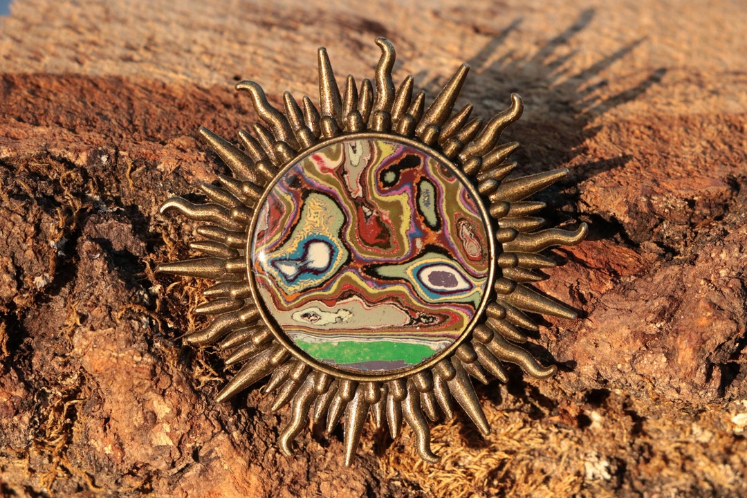 Gemstone Graffiti Sunburst Brooch - Reclaimed Street Art - Etsy