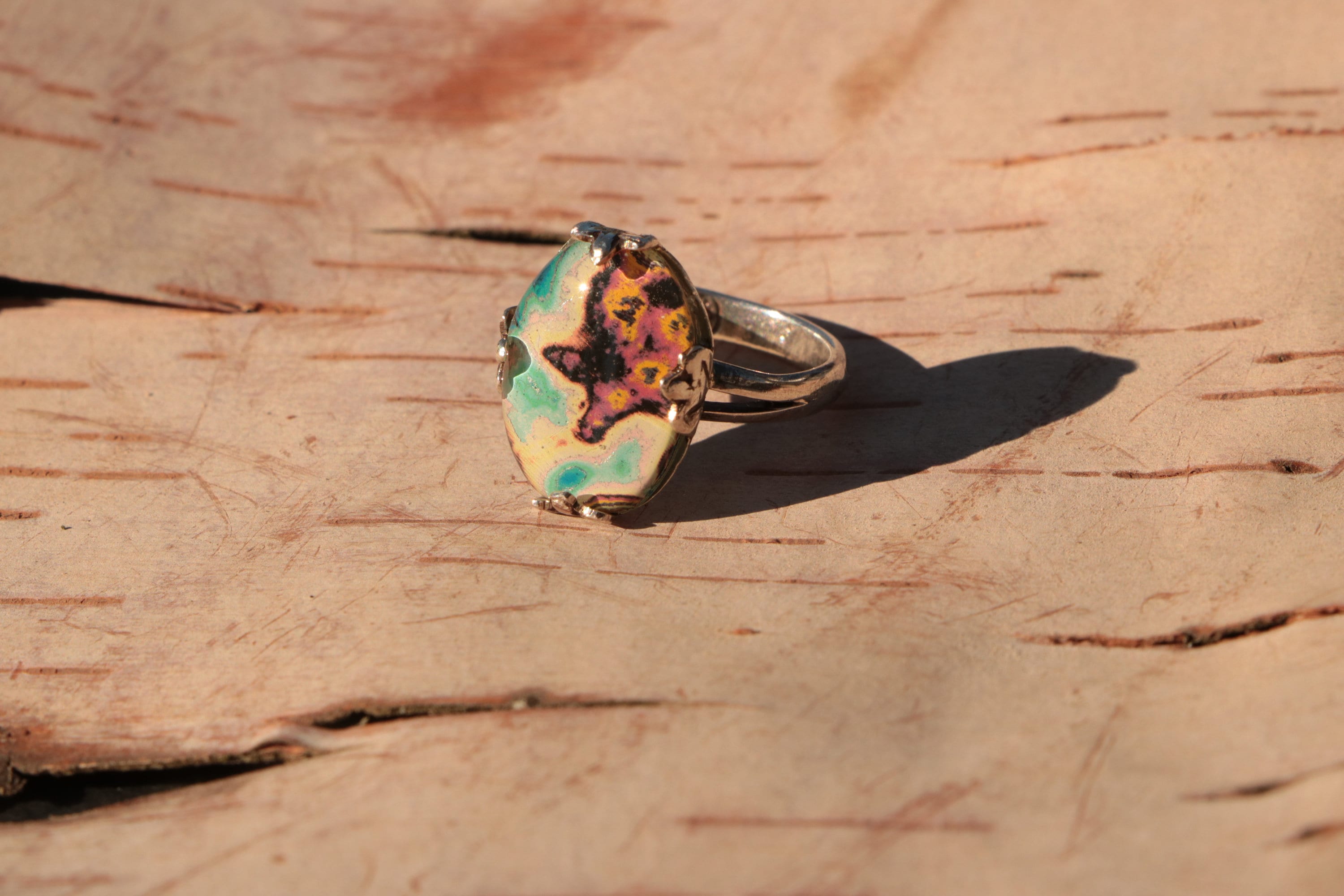 Gemstone Graffiti and Silver Ring Reclaimed Street Art Set - Etsy