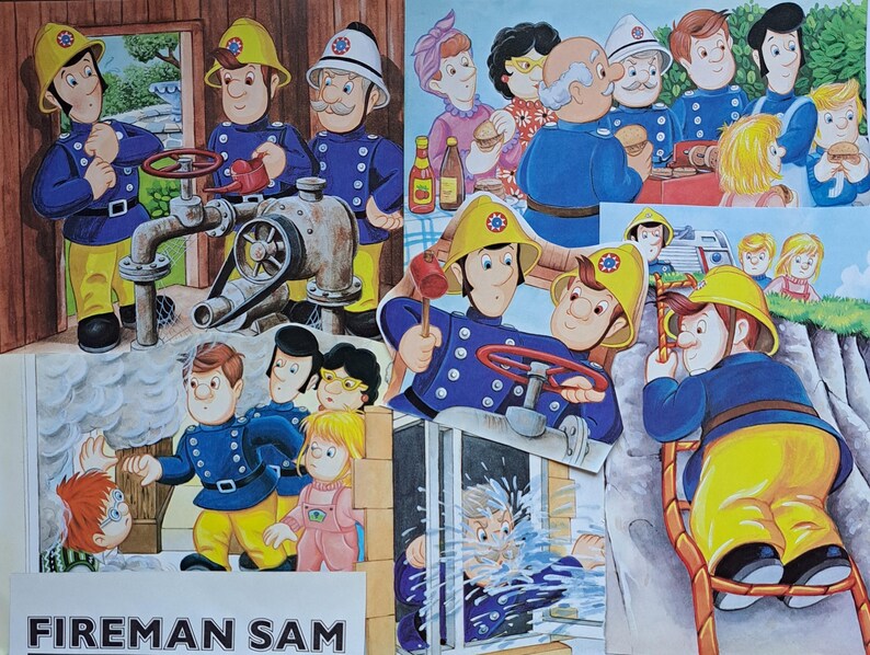 Vintage Fireman Sam Ephemera Paper Craft Pack: 40 Storybook Fussy Cuts ...