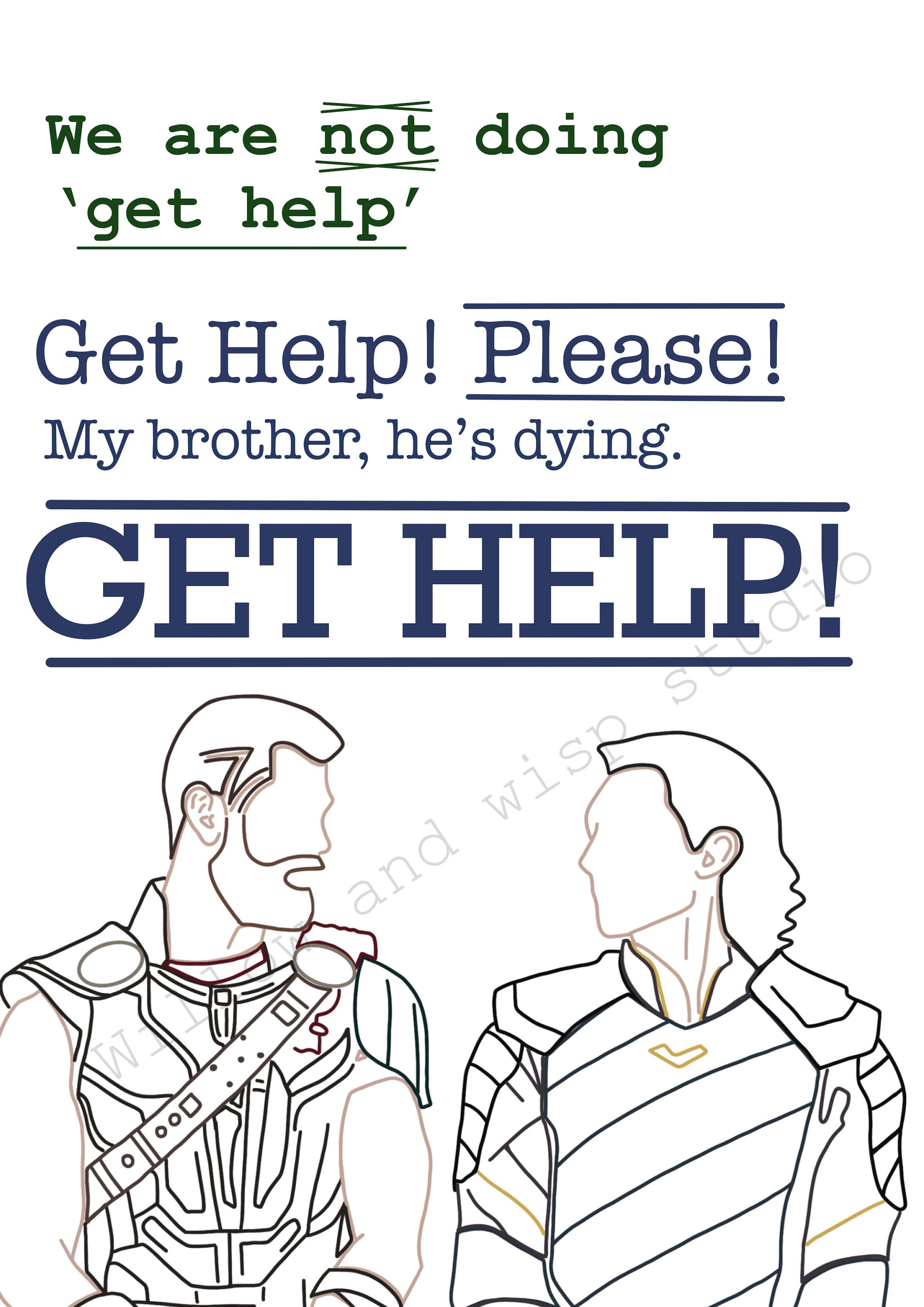Get Help Thor and Loki Quote Printable Marvel Artwork | Etsy