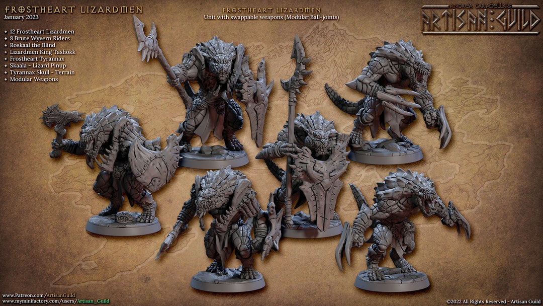 Lizardmen Fighters | Artisan Guild | Nomad Orr'ugs | 3d Printed | 4k ...