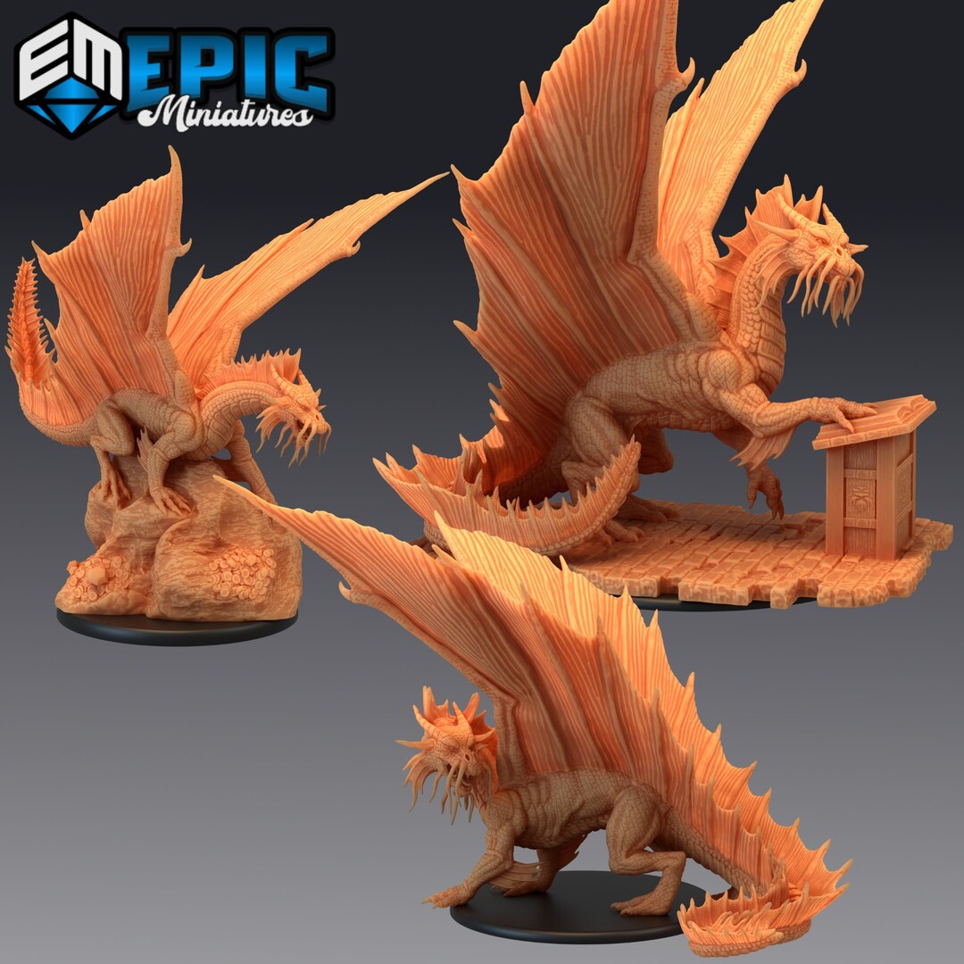Gold Dragon Figure (various Ages) | Epic Miniatures | Caves of Despair ...