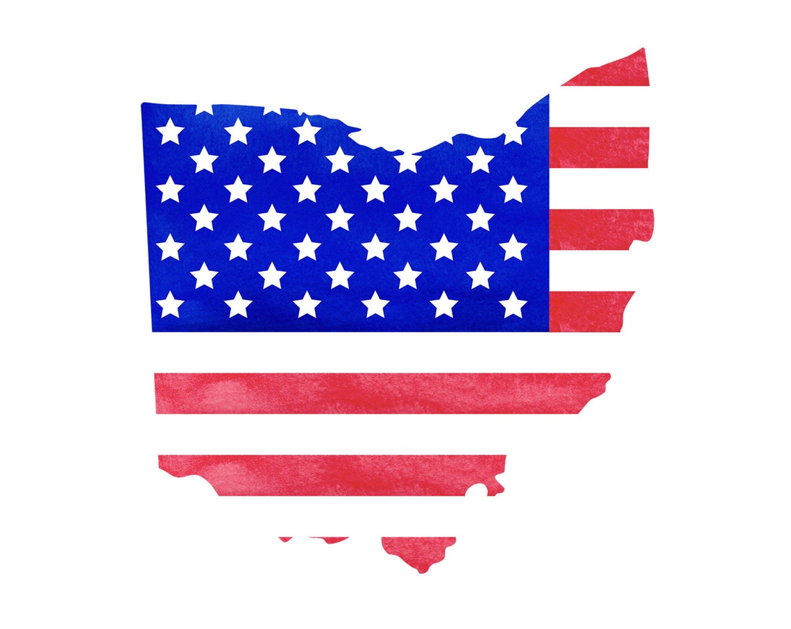 Ohio State Map, Sublimation Designs, Ohio Print, American Flag Png, USA ...