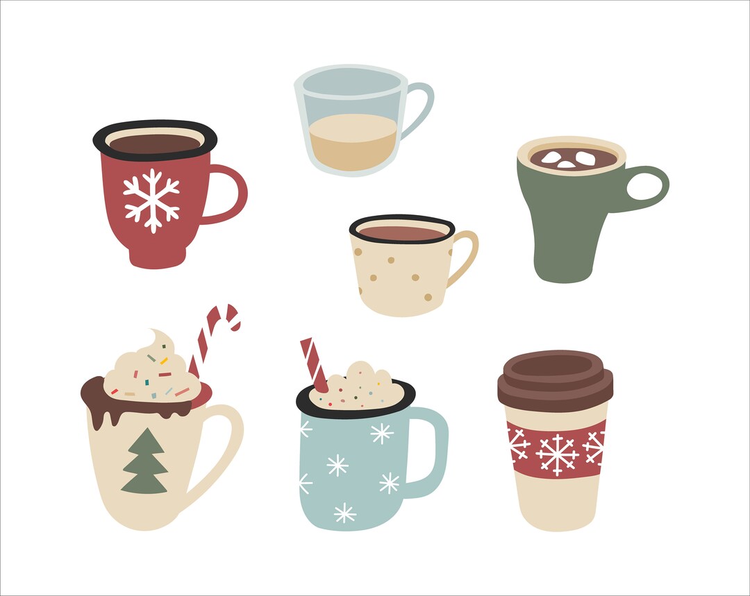 Christmas Mug Clipart: Hot Chocolate SVG, PNG Cut Files (commercial Use ...