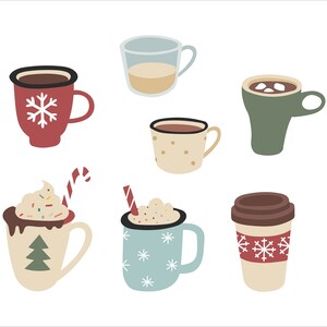 Christmas Mug Clipart: Hot Chocolate SVG, PNG Cut Files (commercial Use ...