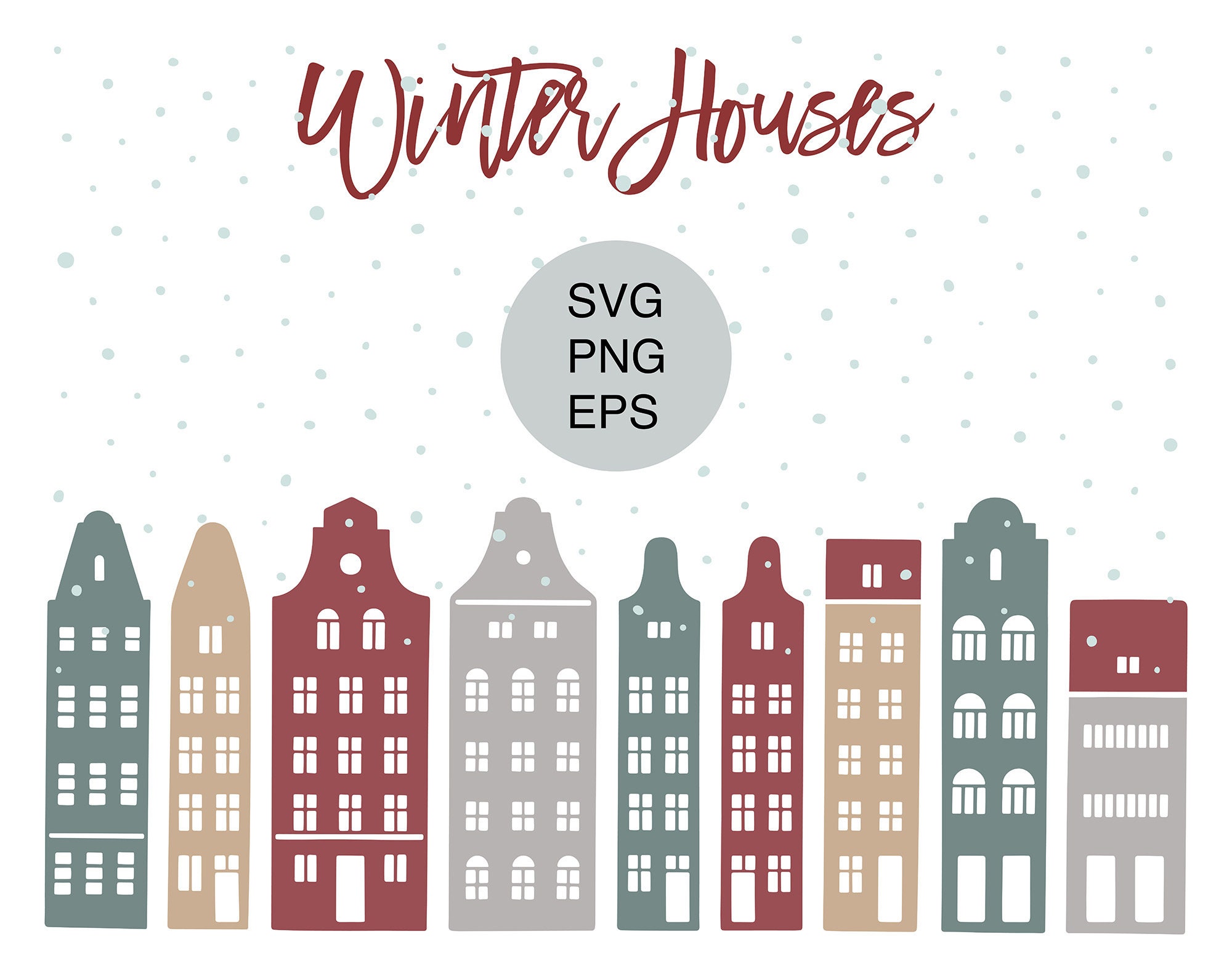 Christmas House Svg, Winter Svg, Christmas Houses Png, Canal House ...