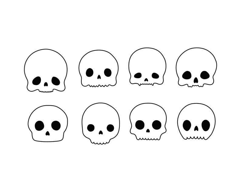 Halloween Skull Clipart: Hand Drawn SVG, PNG, EPS (commercial Use) - Etsy
