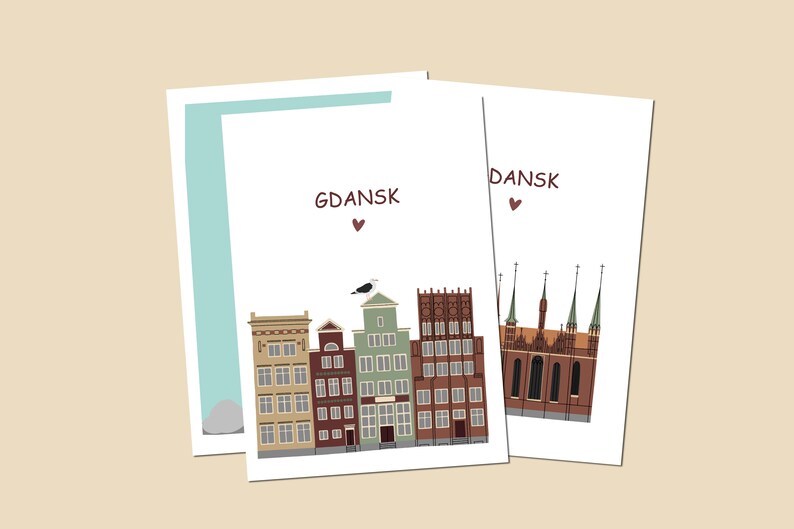 Gdansk City Map Illustration: Poland Travel Poster (digital Download ...