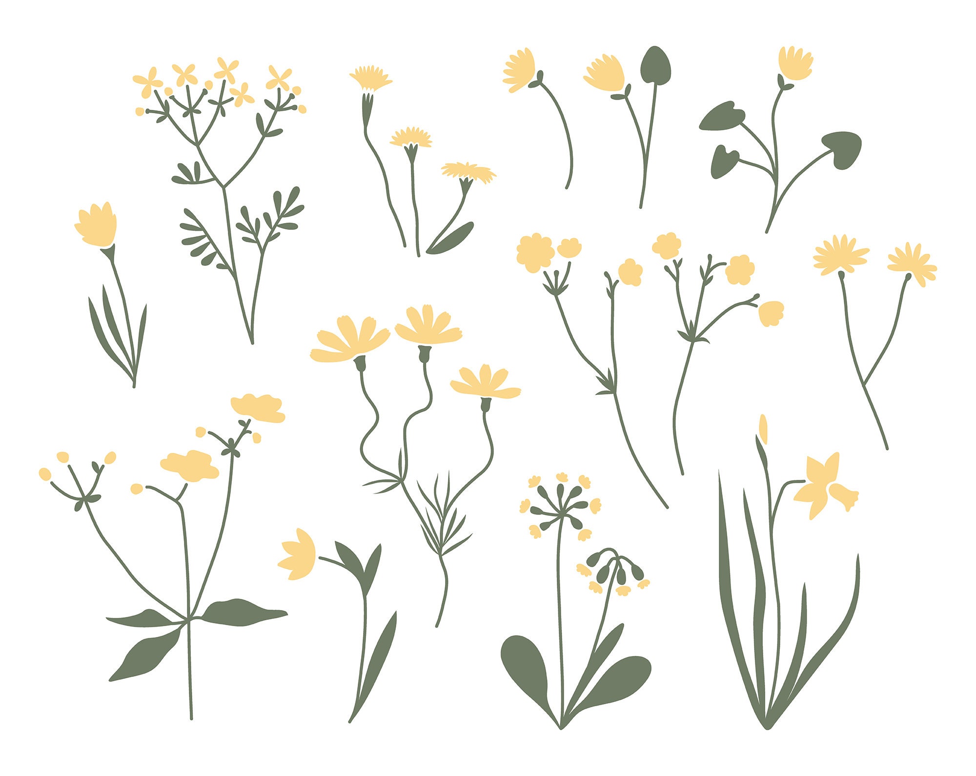 Yellow Flowers Svg Bundle, Wildflowers Svg, Flower Sublimation ...