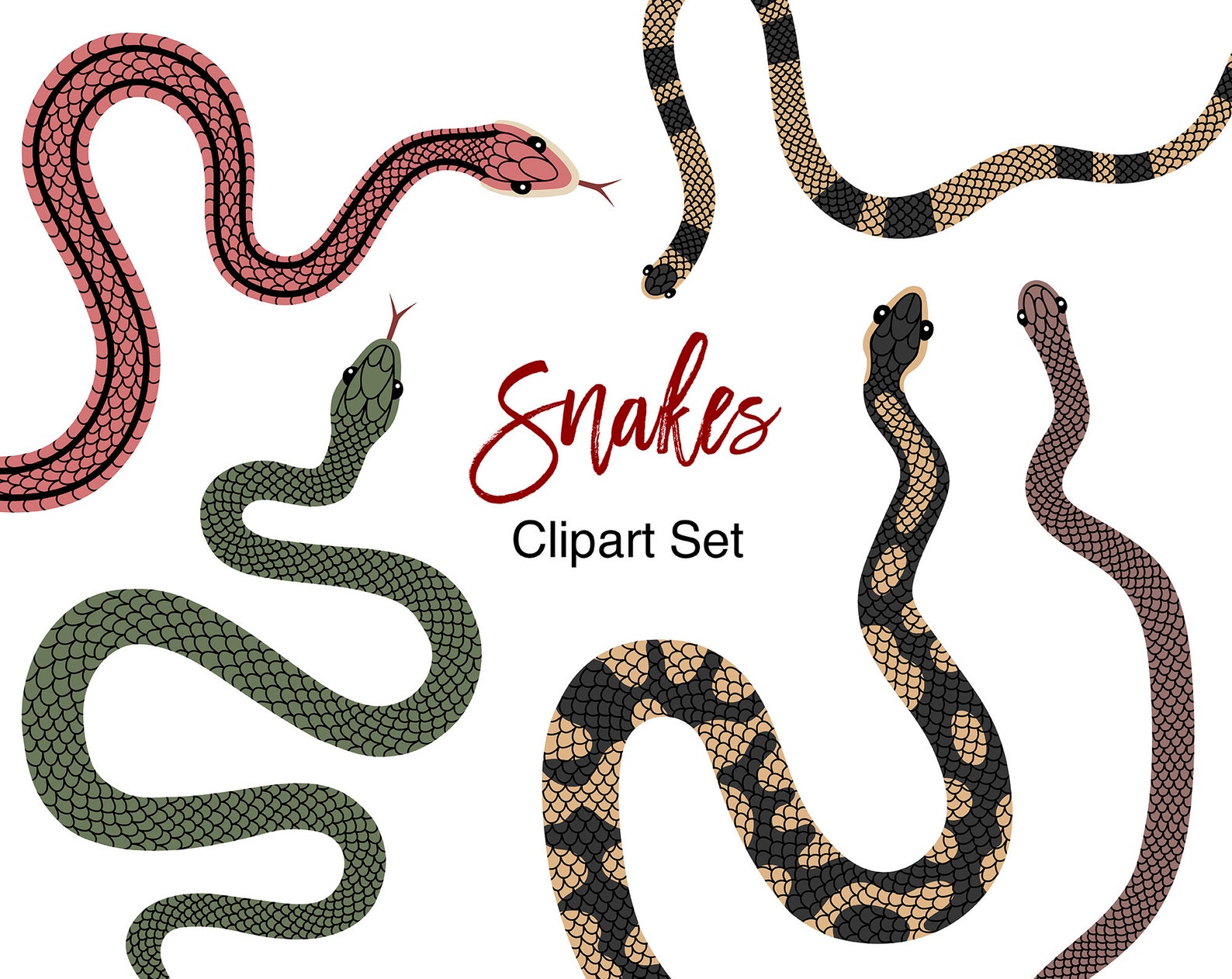 Snake Clipart Png, Snake PNG Files, Snakes Digital Clipart, Snake ...