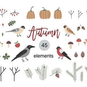 Autumn Clipart Set, Autumn PNG Files, Fall Clipart Bundle, Autumn ...