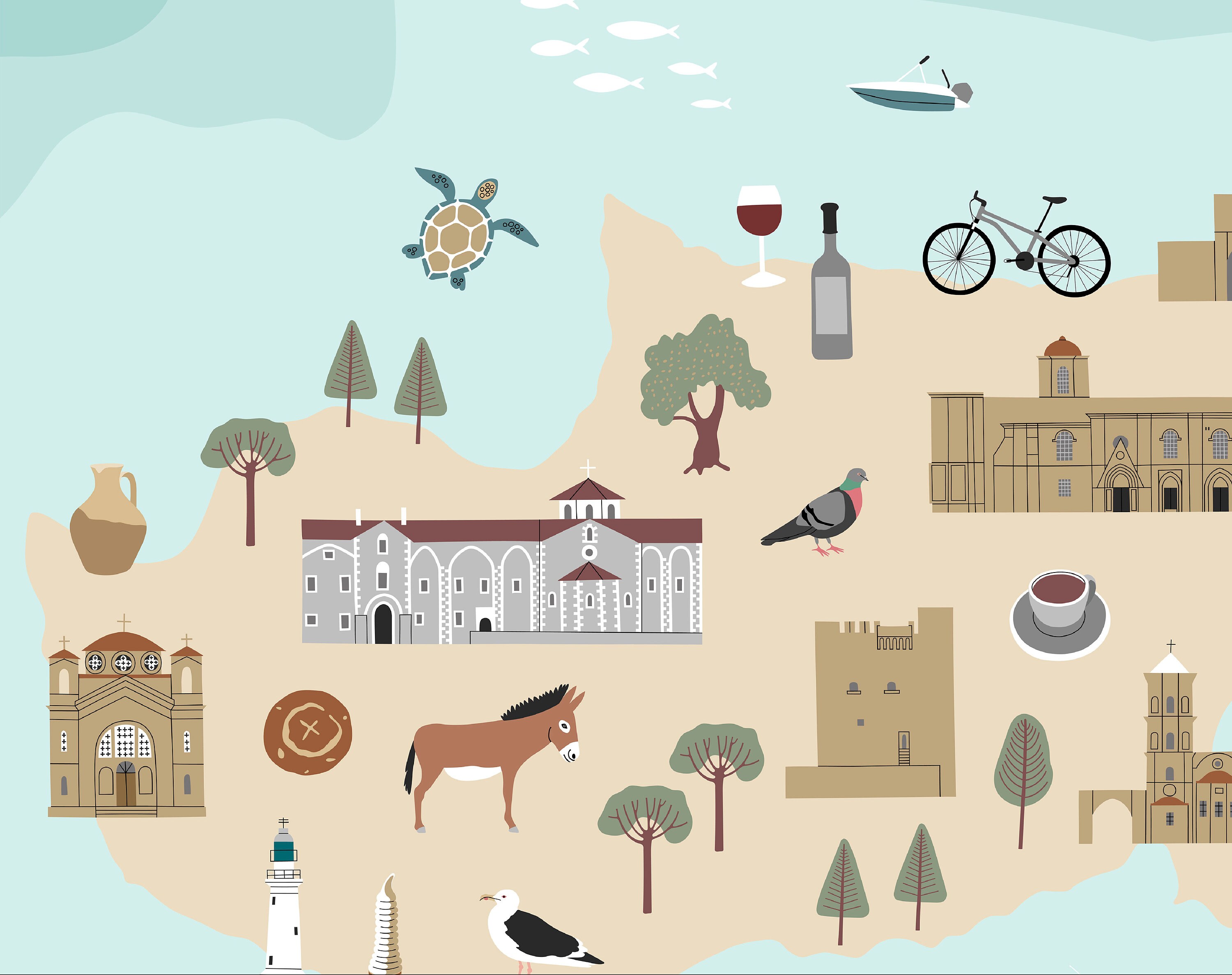 Cyprus Illustrated Map Print: Hand-drawn Island Travel Art (digital ...