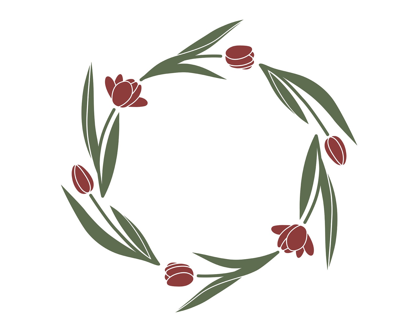 Floral Wreath Svg, Circle Frame Svg, Spring Wreath Svg, Tulip Svg, Hand ...