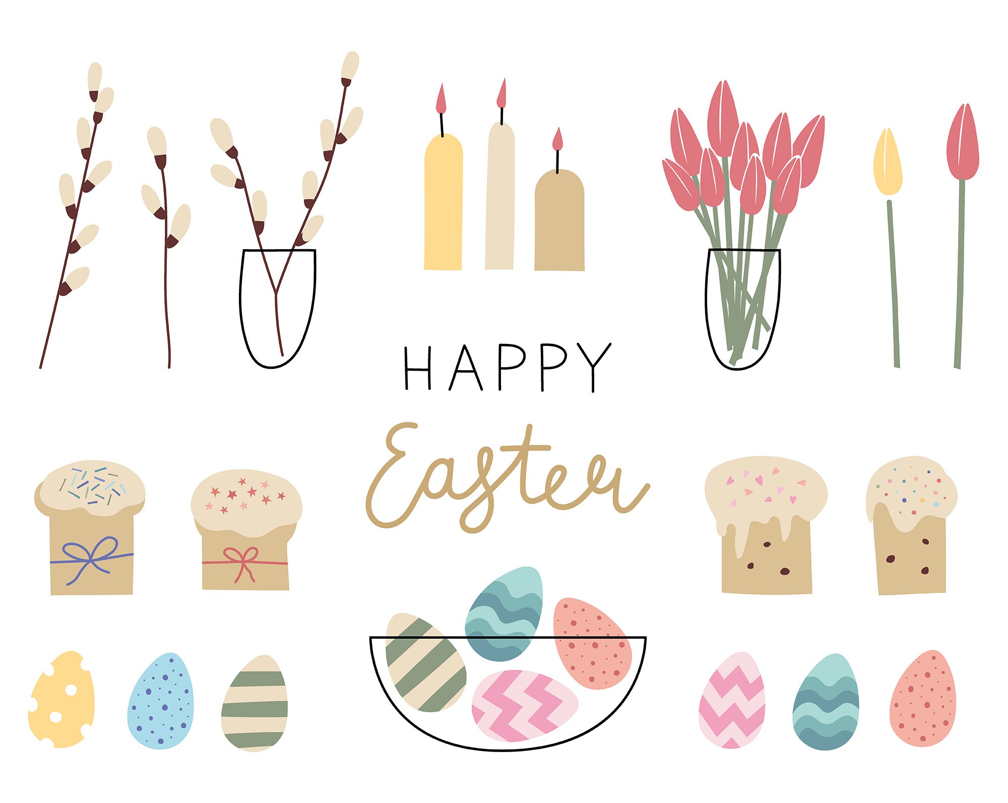 Happy Easter Clipart, Easter Egg Clipart, Orthodox Easter Png Download ...