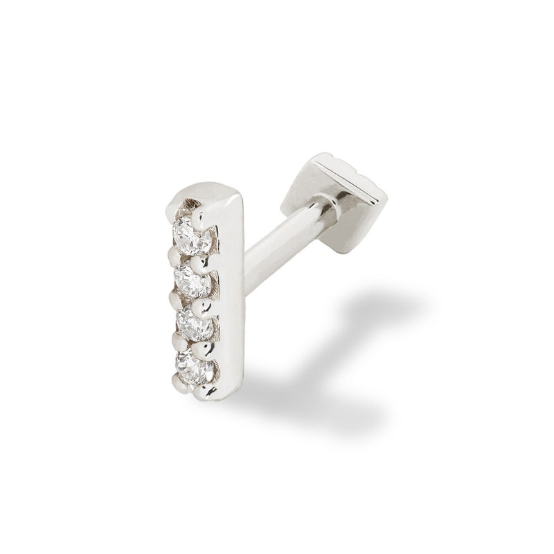 Flat Back Diamond Bar Earrings - Etsy