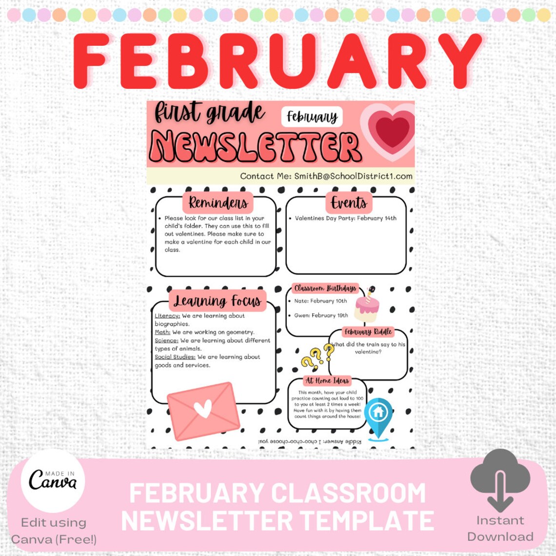 Newsletter Template | Editable Newsletter | Monthly Newsletter ...