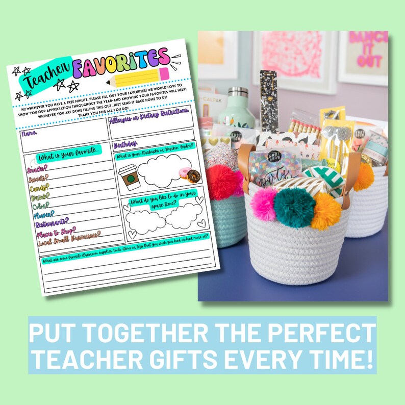 Teacher Favorites Form: Printable Questionnaire (PDF, Canva) - Etsy