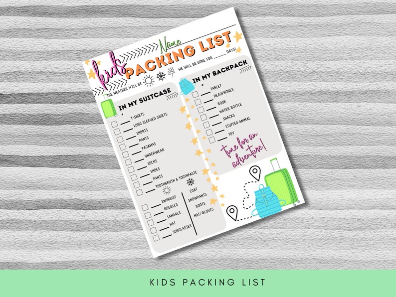 Kids Packing List | Kids Packing Checklist | Kids Packing | Kids Travel ...