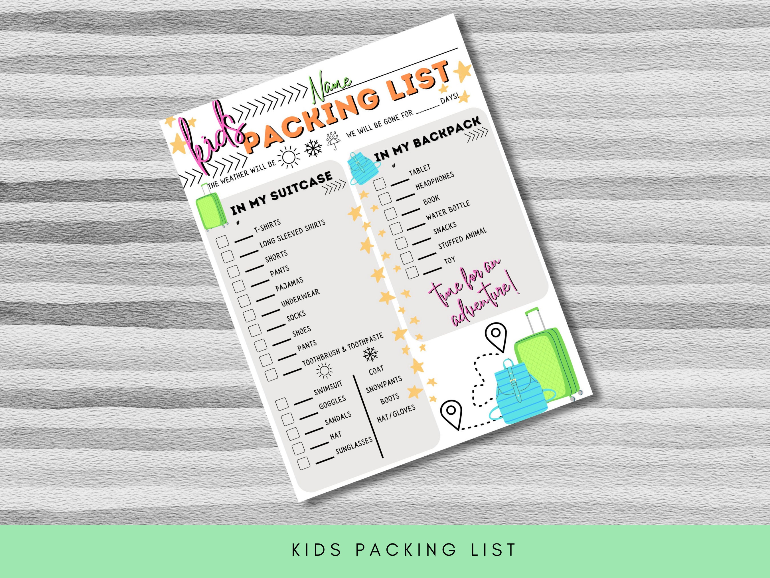 Kids Packing List Kids Packing Checklist Kids Packing Kids Travel List ...
