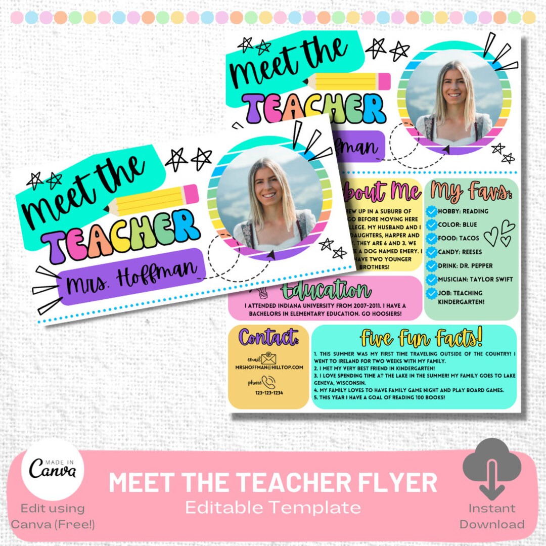 Editable Meet the Teacher Flyer Template (canva) - Etsy Australia