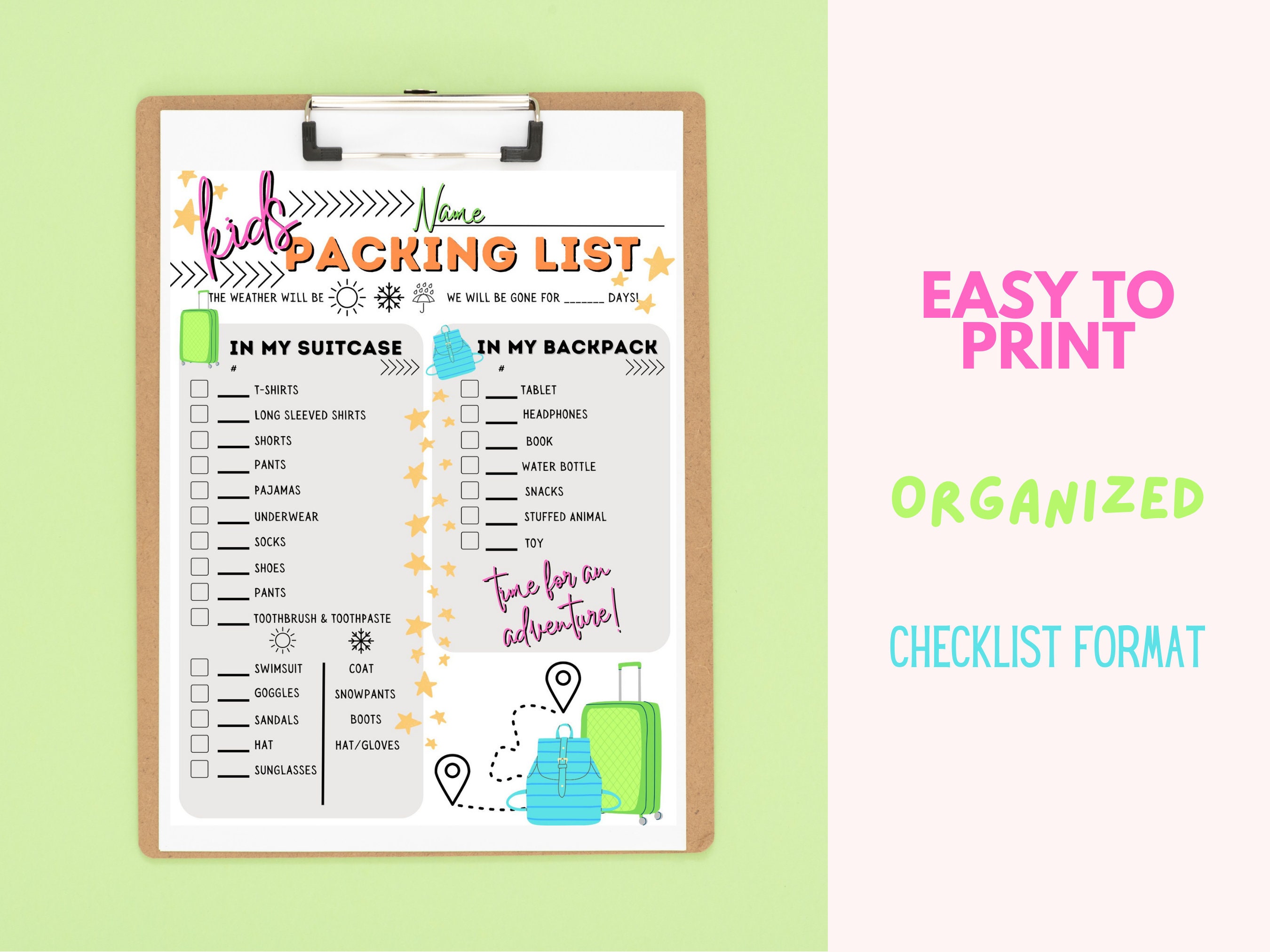 Kids Packing List Kids Packing Checklist Kids Packing Kids Travel List ...