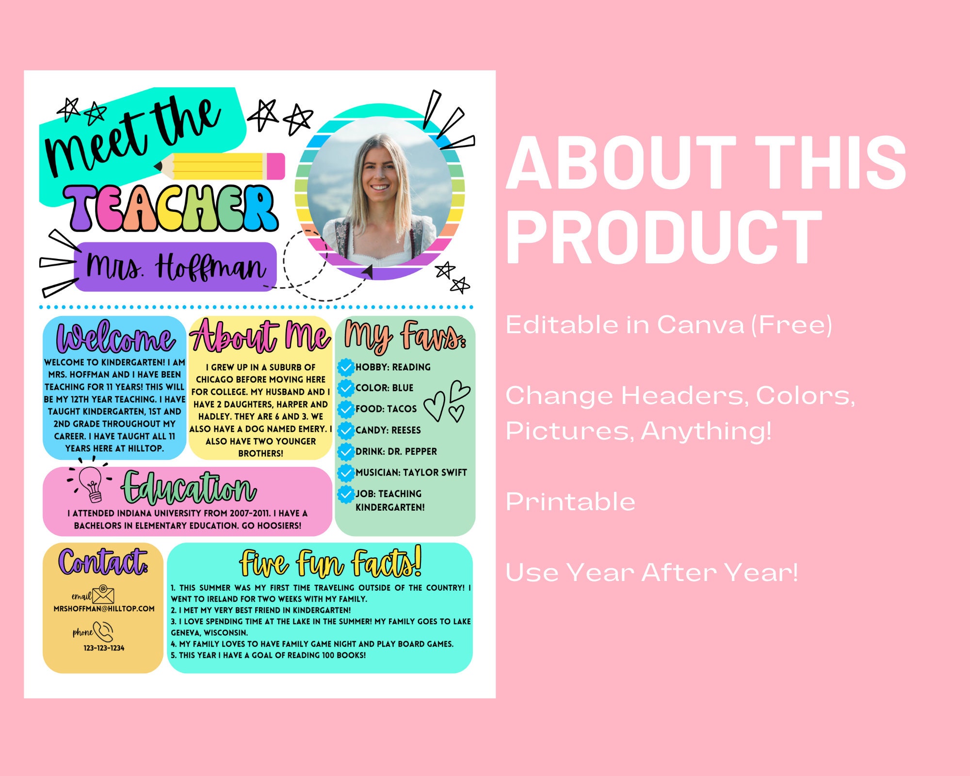 Editable Meet the Teacher Flyer Template (canva) - Etsy