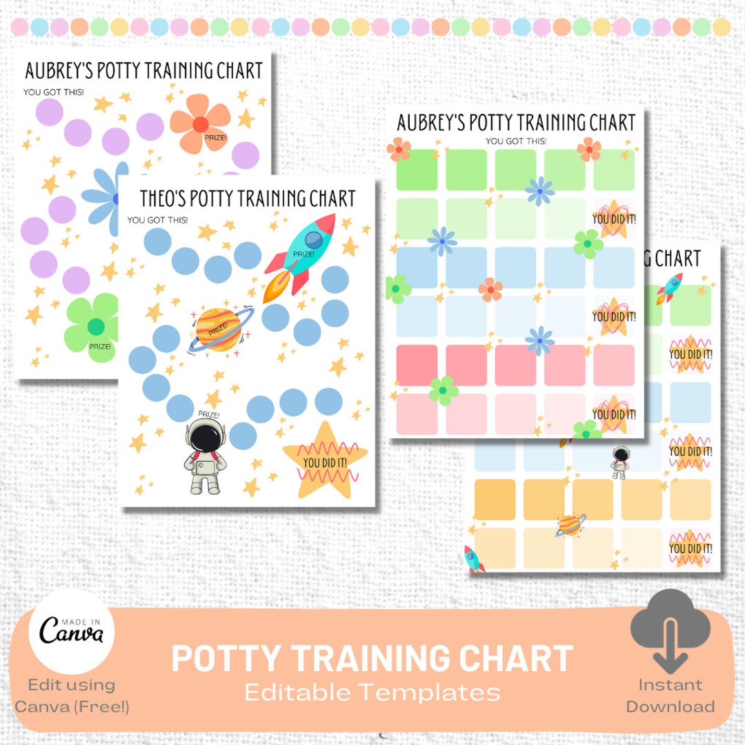 Editable Potty Training Sticker Chart: Canva Template (digital Download ...