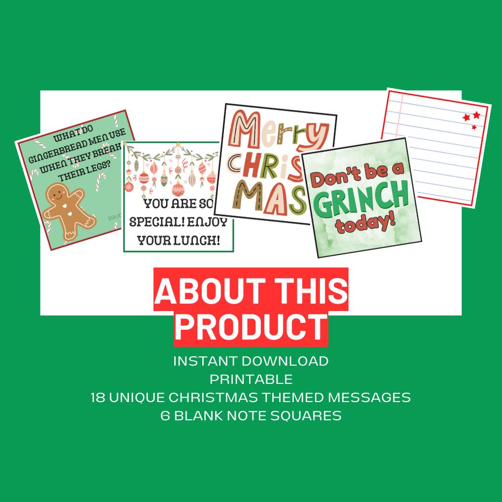 Christmas Lunch Box Notes for Kids: Printable Holiday Cards (PDF) - Etsy