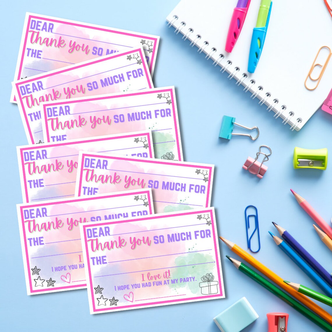 Birthday Thank You Cards Kids Birthday Thank You Notes Kids Thank You ...