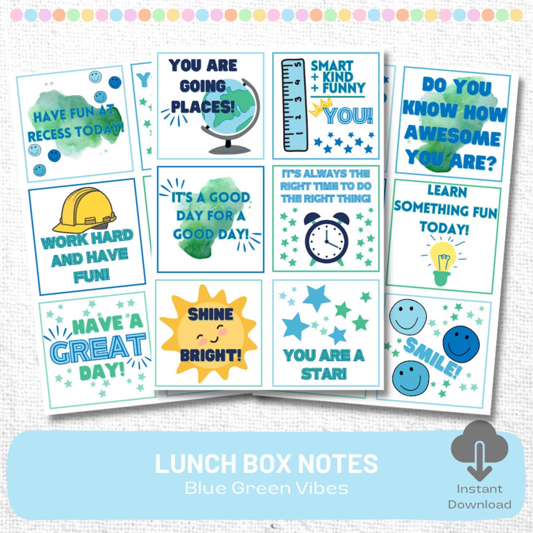 Lunch Box Notes | Lunch Box Notes for Kids | Printable Lunch Box Notes ...