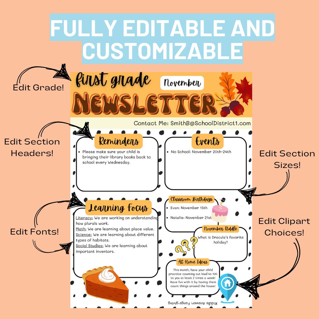 Newsletter Template | Editable Newsletter | Monthly Newsletter ...