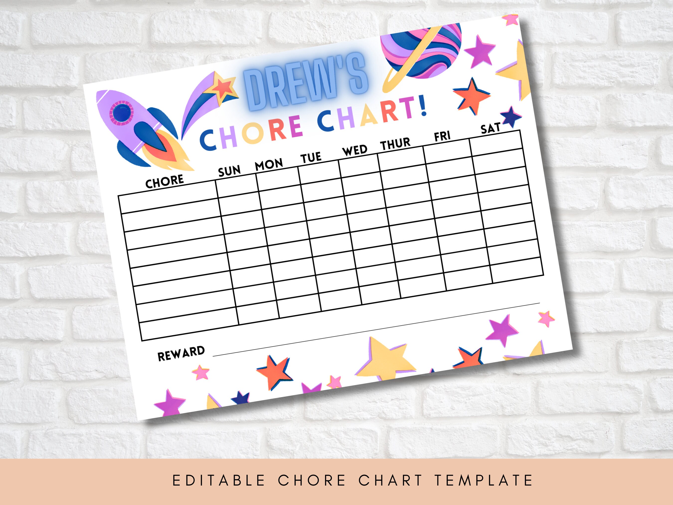 Chore Chart Chore Chart Kids Personalized Chore Chart Editable Chore ...