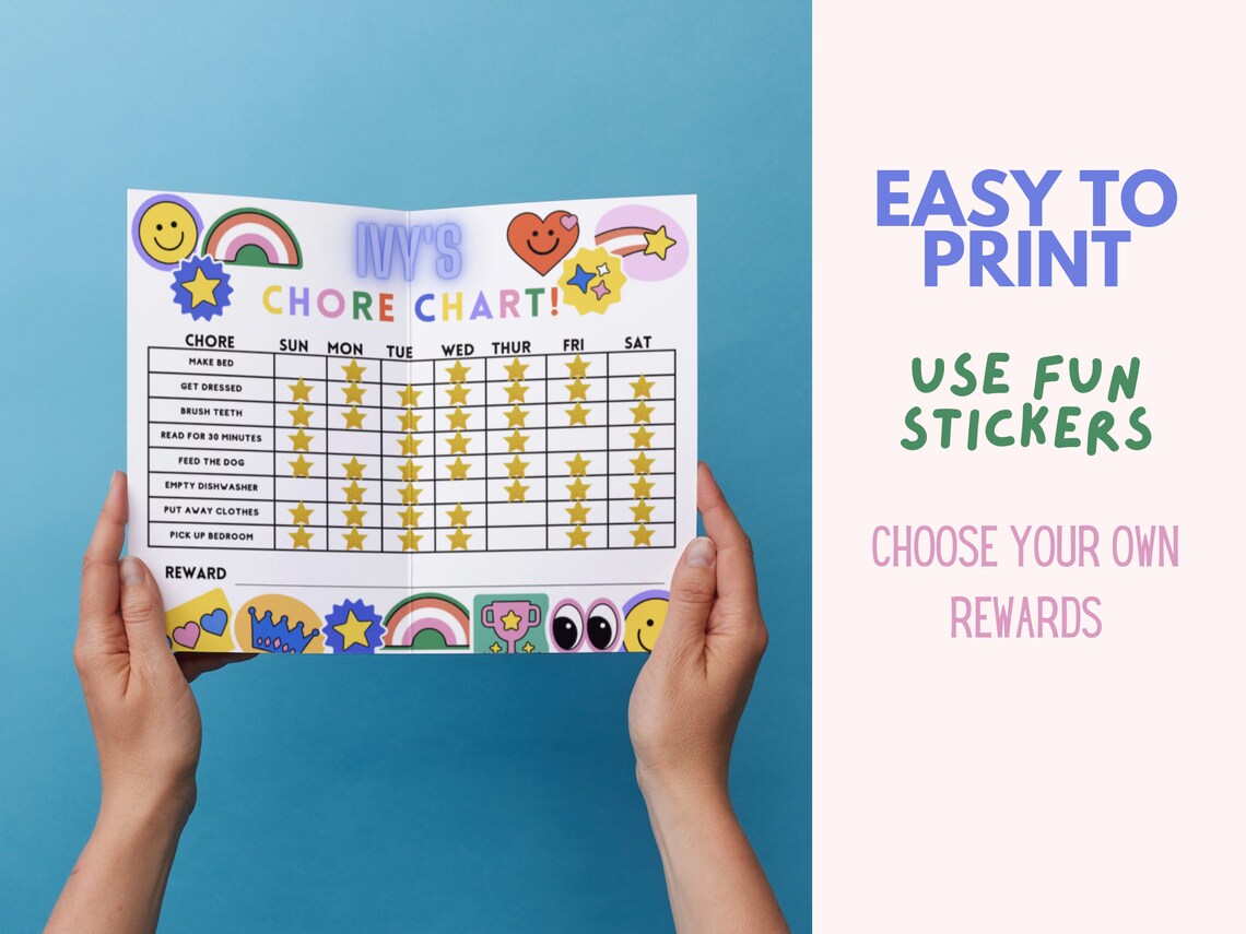 Chore Chart Chore Chart Kids Personalized Chore Chart Editable Chore ...