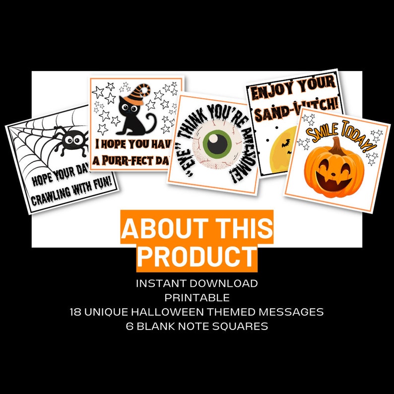 Halloween Lunchbox Notes for Kids: Spooky Printable Cards (PDF) - Etsy