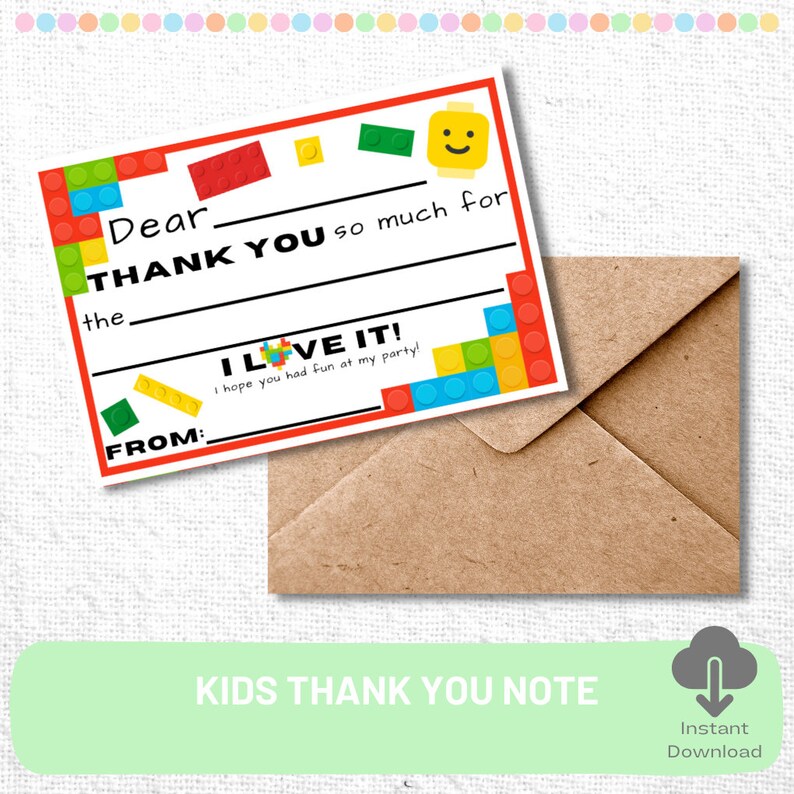 Birthday Thank You Cards Kids Birthday Thank You Notes Kids Thank You ...