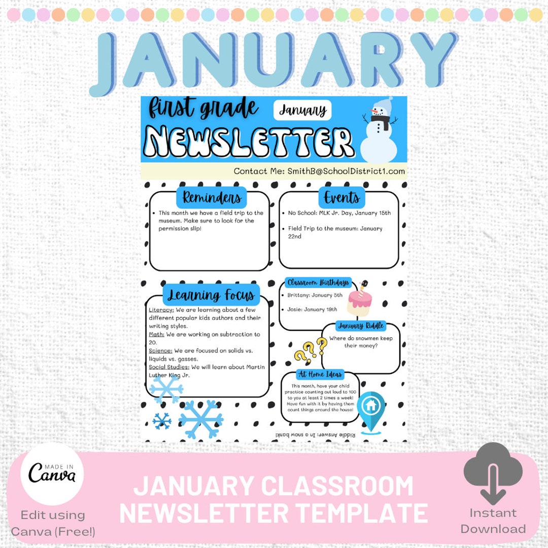 Newsletter Template | Editable Newsletter | Monthly Newsletter ...