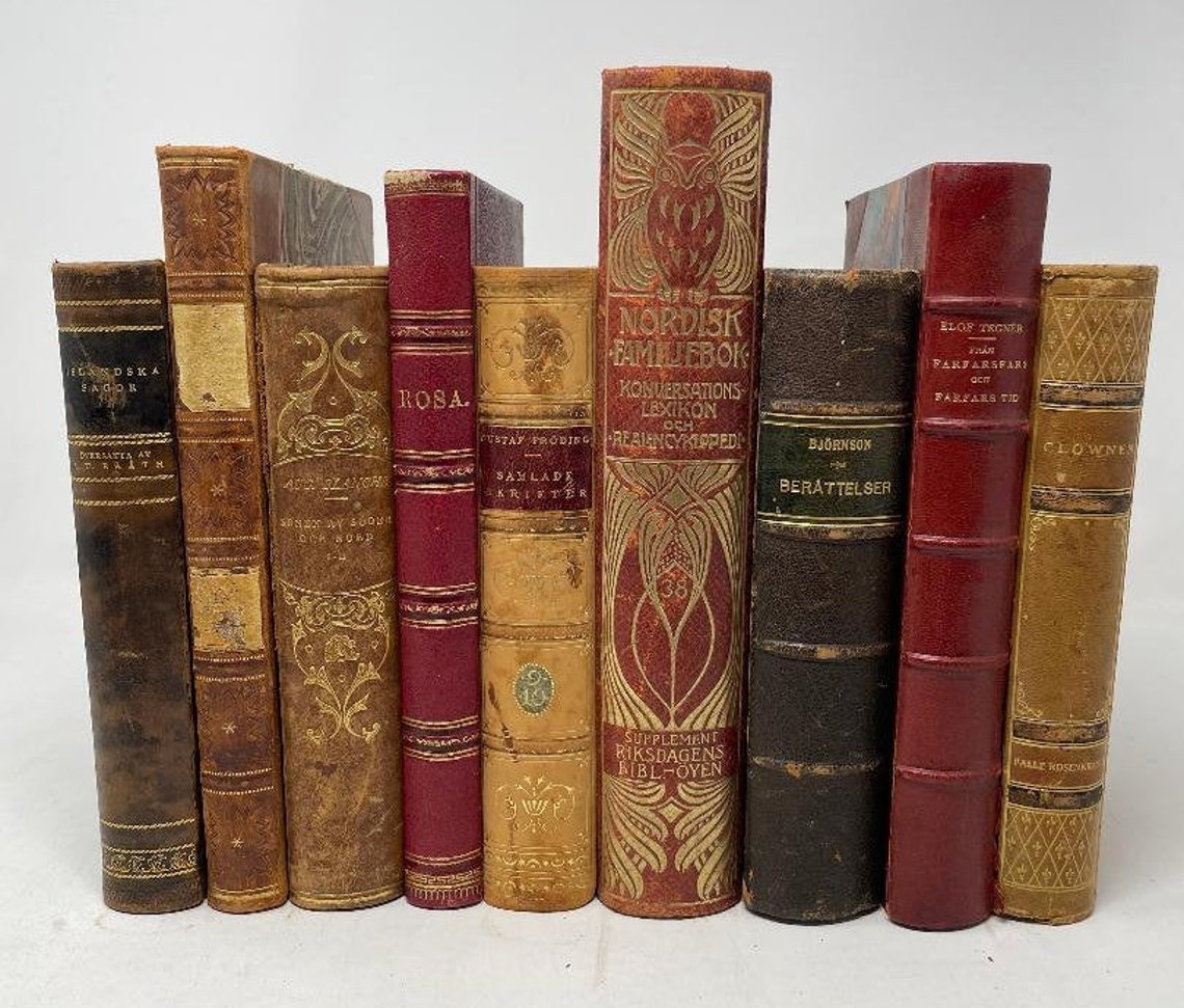 Vintage Leather Books - Carefully Curated - Sold by the Linear Foot - Etsy