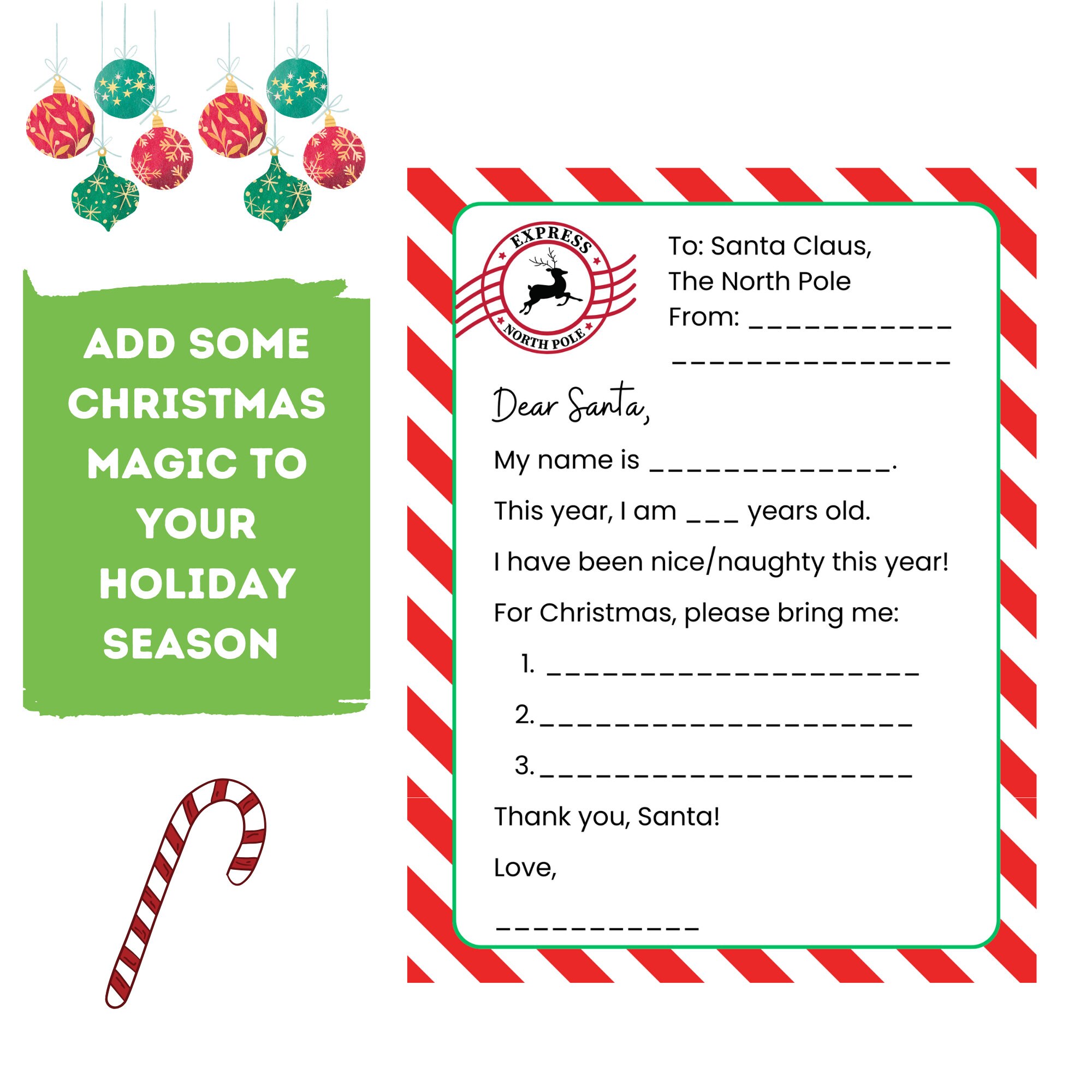 Letter to Santa Christmas Wishlist Santa Letters North Pole - Etsy