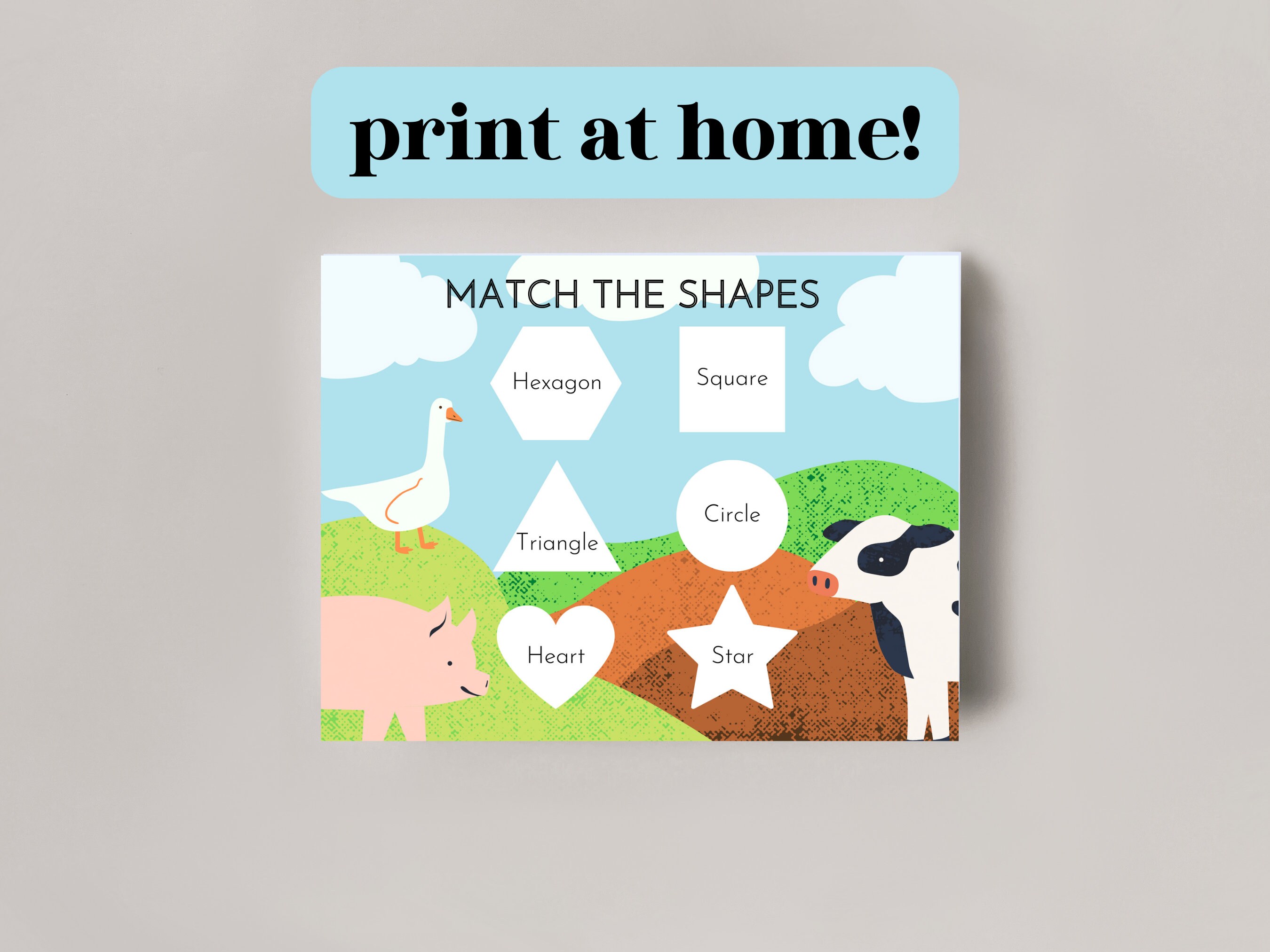 Shape Matching Worksheet Farm Animal Activity Preschool Homeschool Busy ...