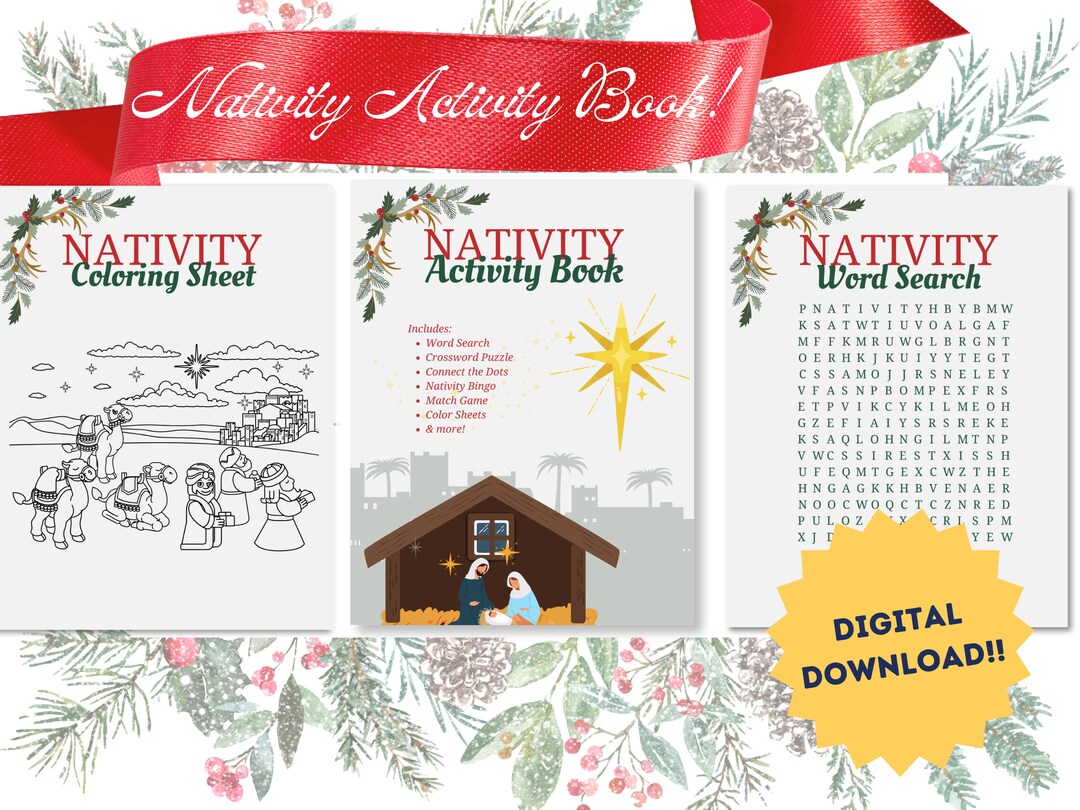 Nativity Printable, Kids Activity Bundle, Christmas Printable, Nativity ...