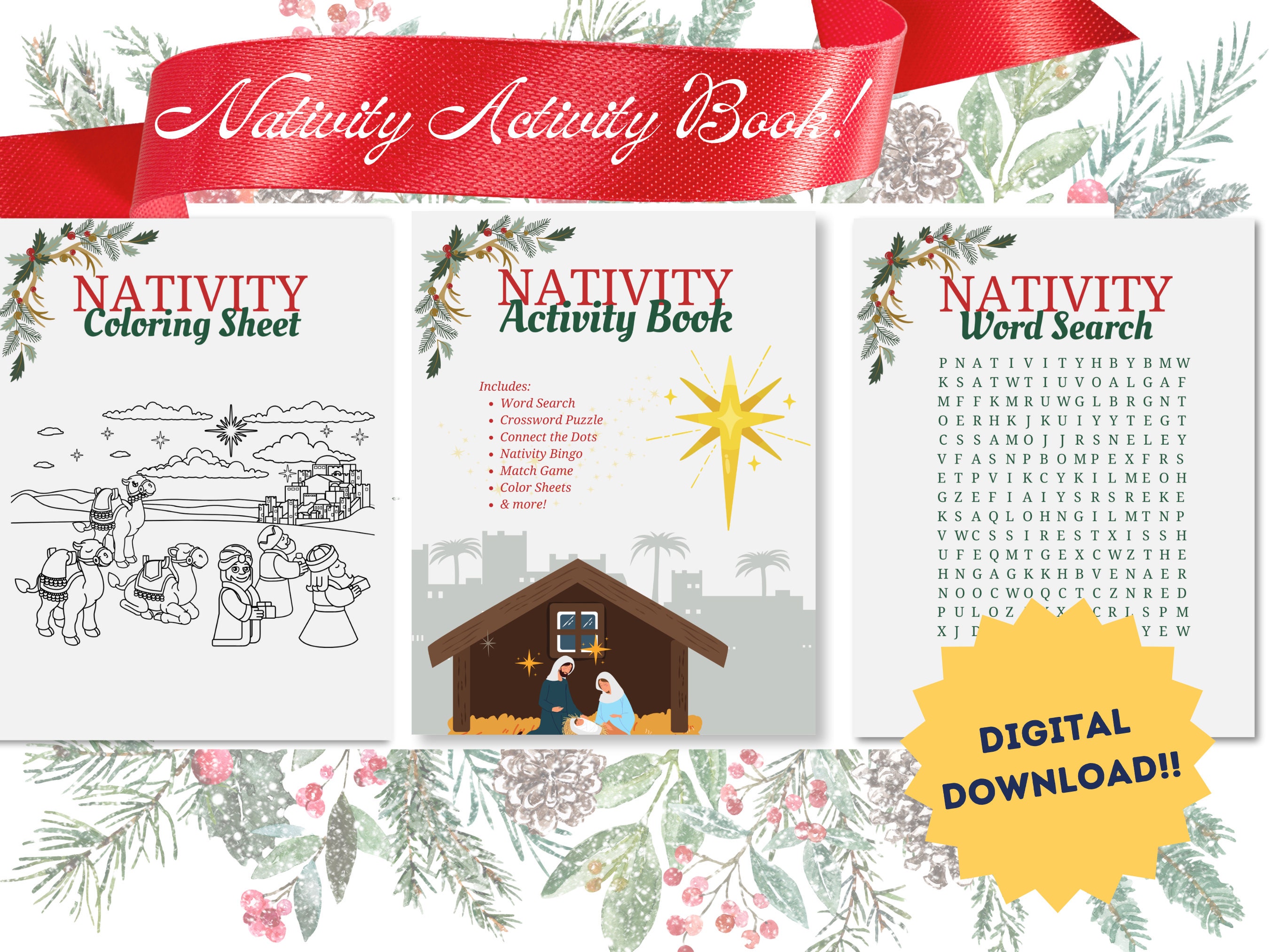 Nativity Printable, Kids Activity Bundle, Christmas Printable, Nativity ...