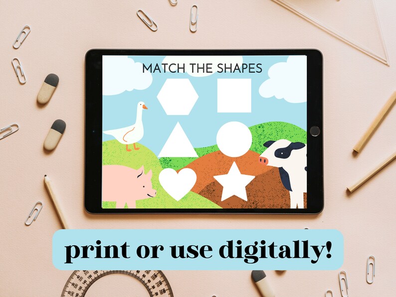 Shape Matching Worksheet Farm Animal Activity Preschool Homeschool Busy ...