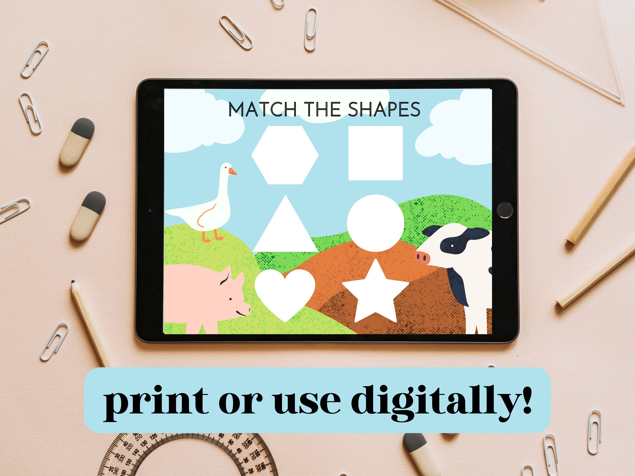 Shape Matching Worksheet Farm Animal Activity Preschool Homeschool Busy ...